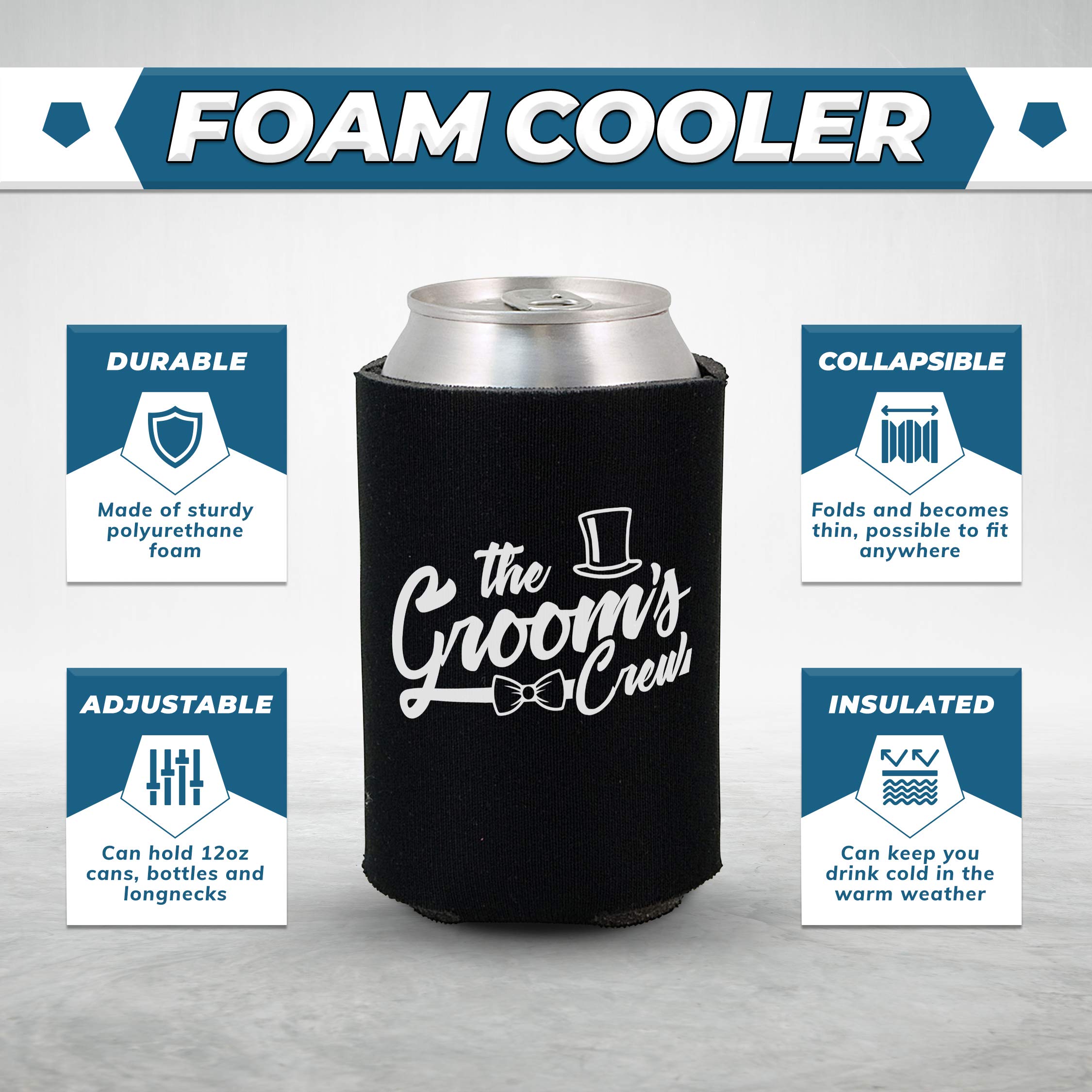 Shop4Ever The Groom and The Groom’s Crew Bow Tie Top Hat Can Coolie ~ Wedding Bachelor Party Beer Can Sleeve Coolers ~ (Crew Hat, 6 Pk)
