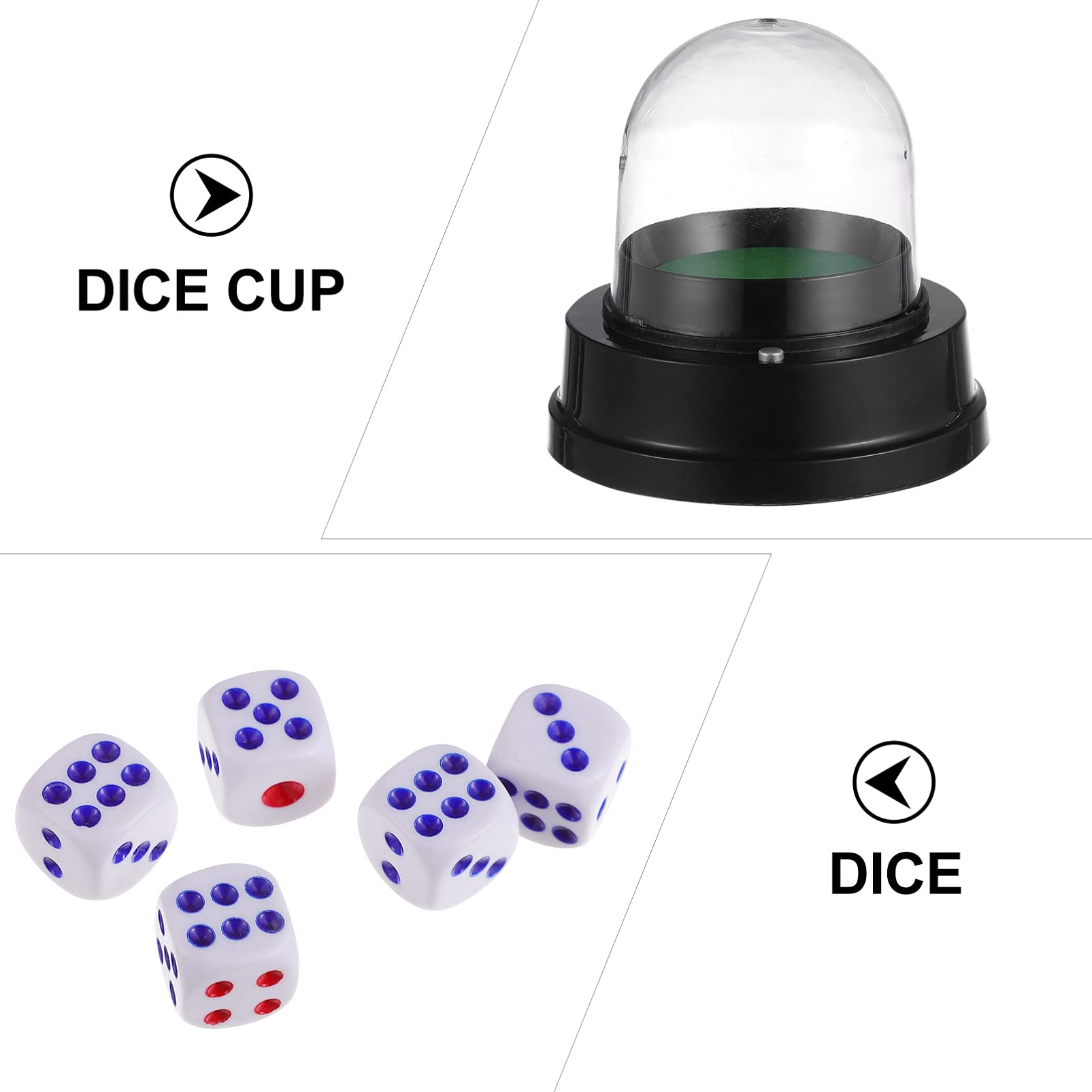 Toddmomy 1pcs Lucky Automatic Dice Cup, Electrical Shaking Dice Roller Cup Set with 5 Dices for KTV Pub Bar Party Gam, No Battery