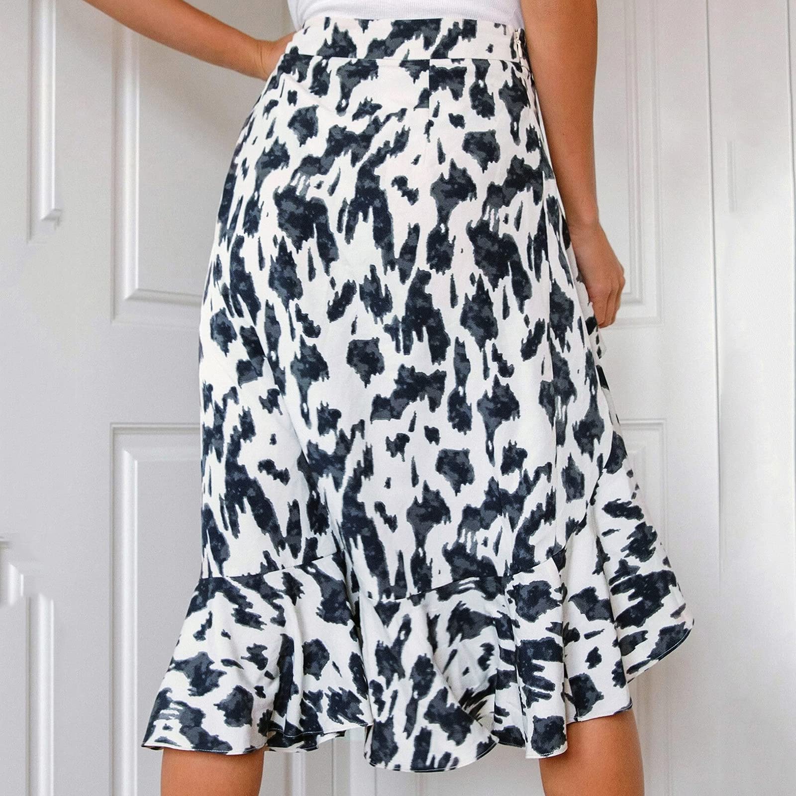 Tulle Skirts for Women Long Length Pink Plaid High Waisted Club Print Split Leopard Skirt Ruffle A Line Women's