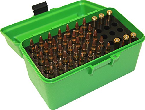 MTM H50-RM Deluxe 50-Round Rifle Ammo Box 220 Swift 22-250 243 308 Win, Green