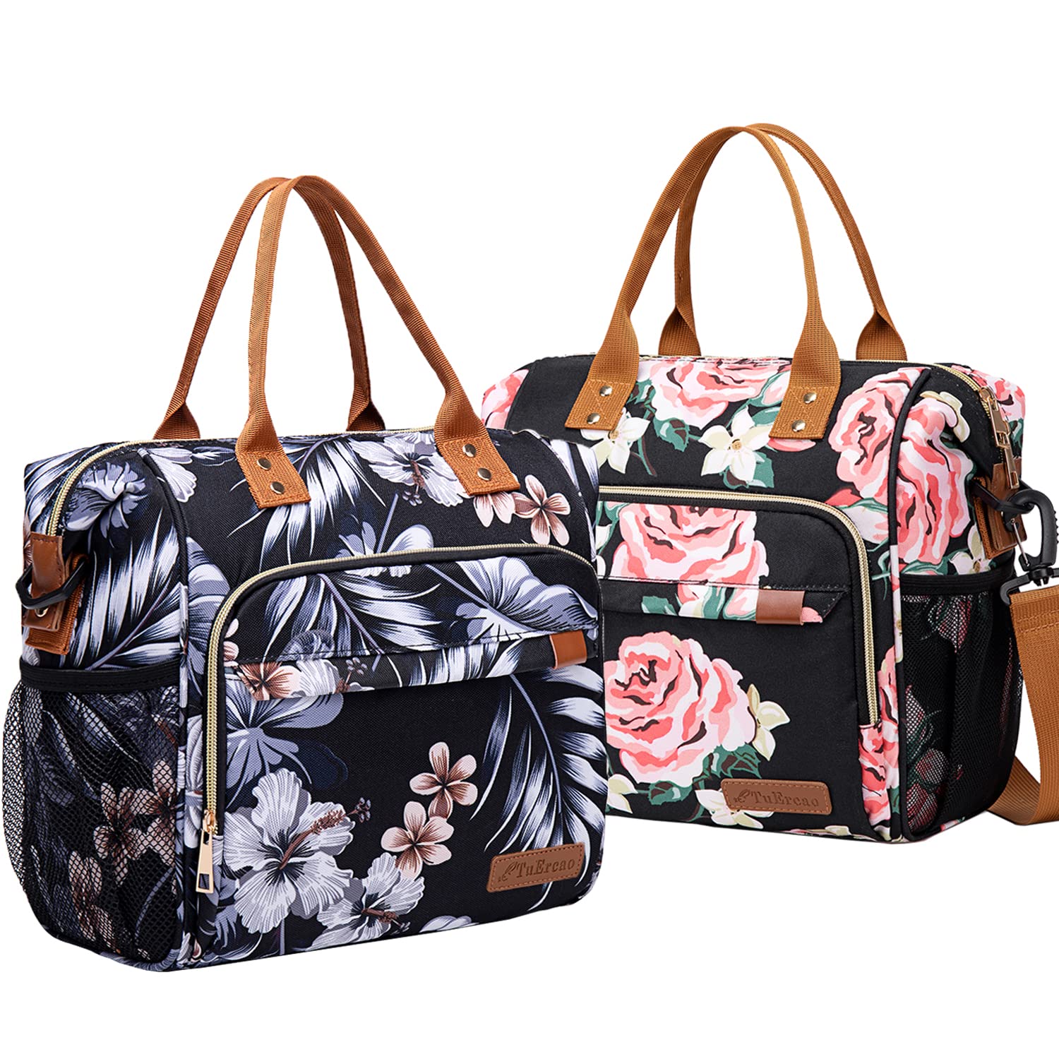 TuErCao Insulated Lunch Bag - Large Portable Cooler Lunch Box for Office Work School Picnic Beach Workout - Reusable Freezable Tote Lunch Bag Organizer with Adjustable Shoulder Strap for Women Men