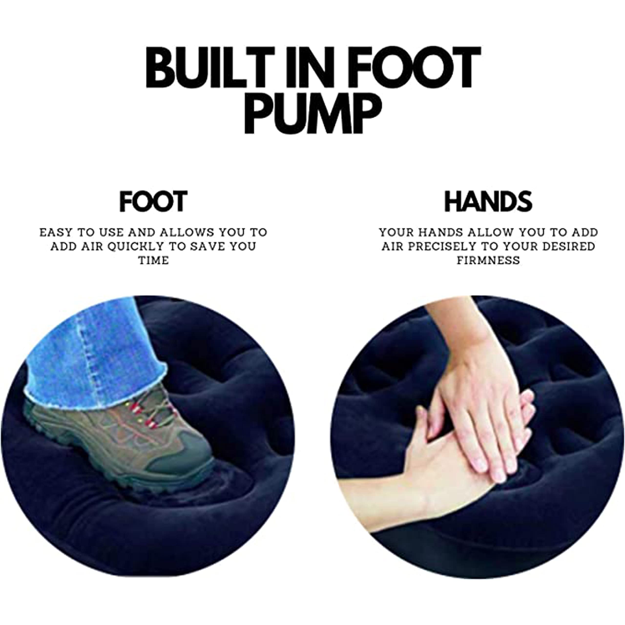 OUTBOUND Portable Lightweight 9" High Single Person Inflatable Camping Mattress Twin Airbed w/Built-in Foot Pump, Coil Beam, Repair Patch, Black