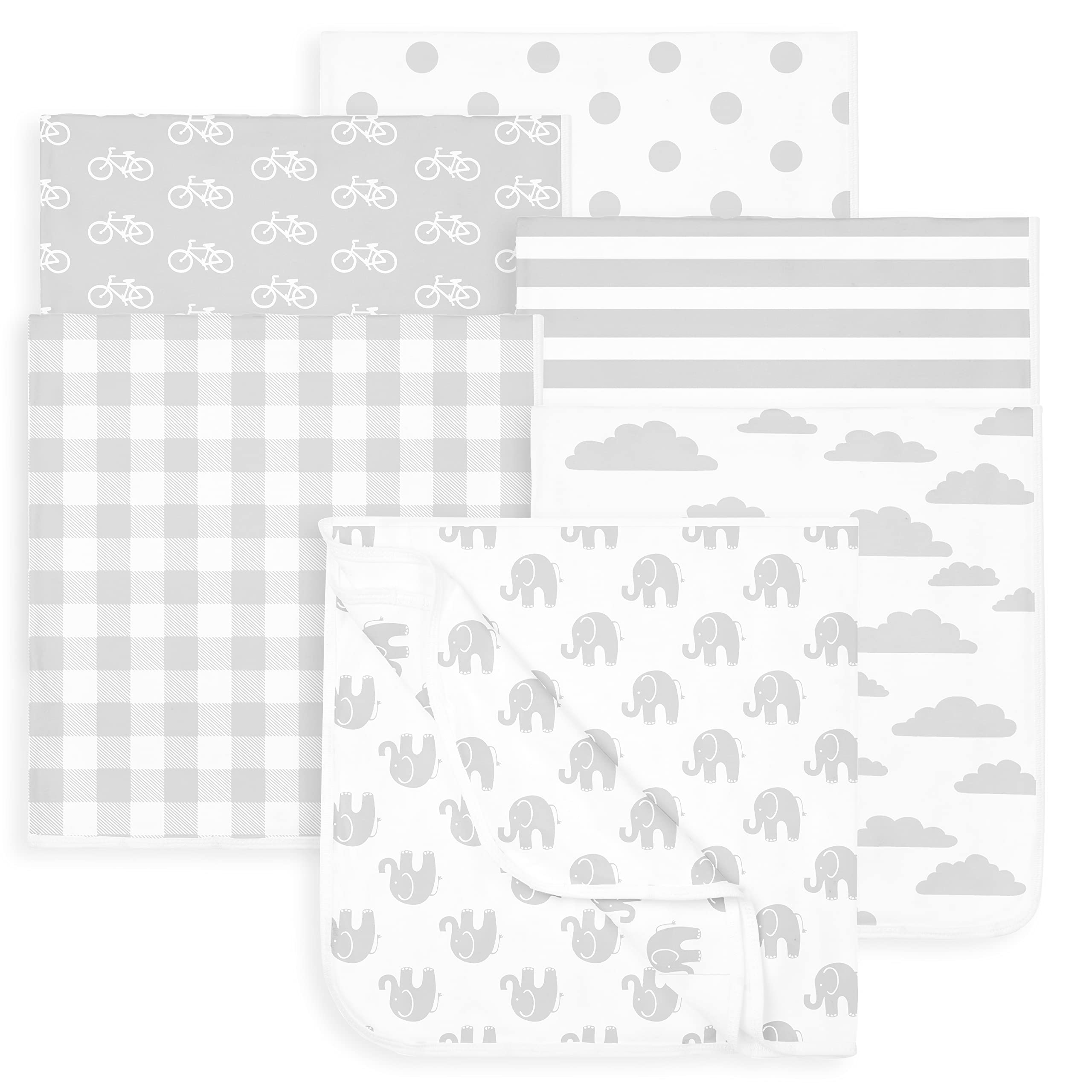 Muslin Swaddle Blankets – Soft Pure Cotton Muslin Blankets – 4 Pack of Breathable Swaddle Blankets – Unisex Baby Swaddle Blanket in Blue & Black Designs – Multi Use Muslin Blankets – 47 x 47 inches