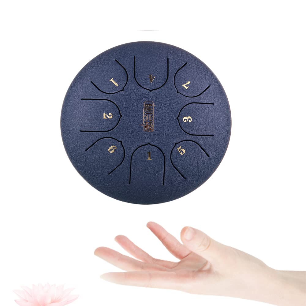 Steel Tongue Drum 6 Inch 8 Note,Ethereal Drum Panda Drum,Class D Ethereal Drum,Applicable to Music Education,Mind Healing, Yoga Meditation (Malachite)