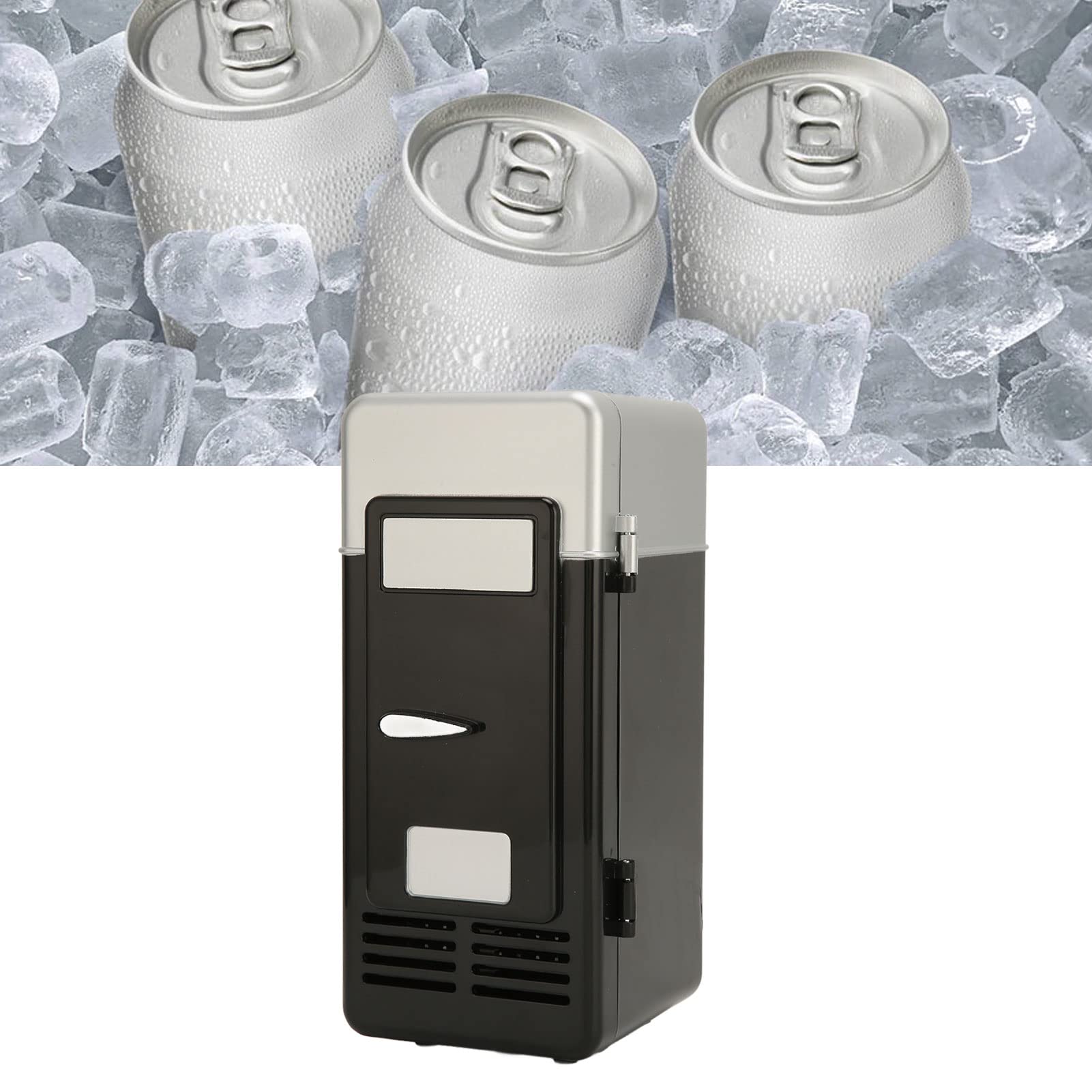 Mini Fridge, Mini USB-Powered Fridge Cooler,USB Fridge Insulated Cooling Small Portable Low Decibel Energy Saving Semiconductor Refrigeratior for Bedroom, Car, Office Desk & Dorm Room (Black)