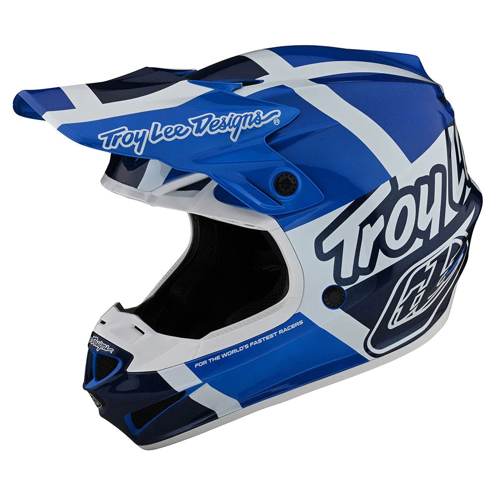 Troy Lee Designs SE4 Polyacrylite Midnight Motocross Helmet - Full Face Offroad Motorcycle Dirt Bike ATV Powersports Dual Sport Racing Helmet - Boys Girls Kids (Blue, MD)