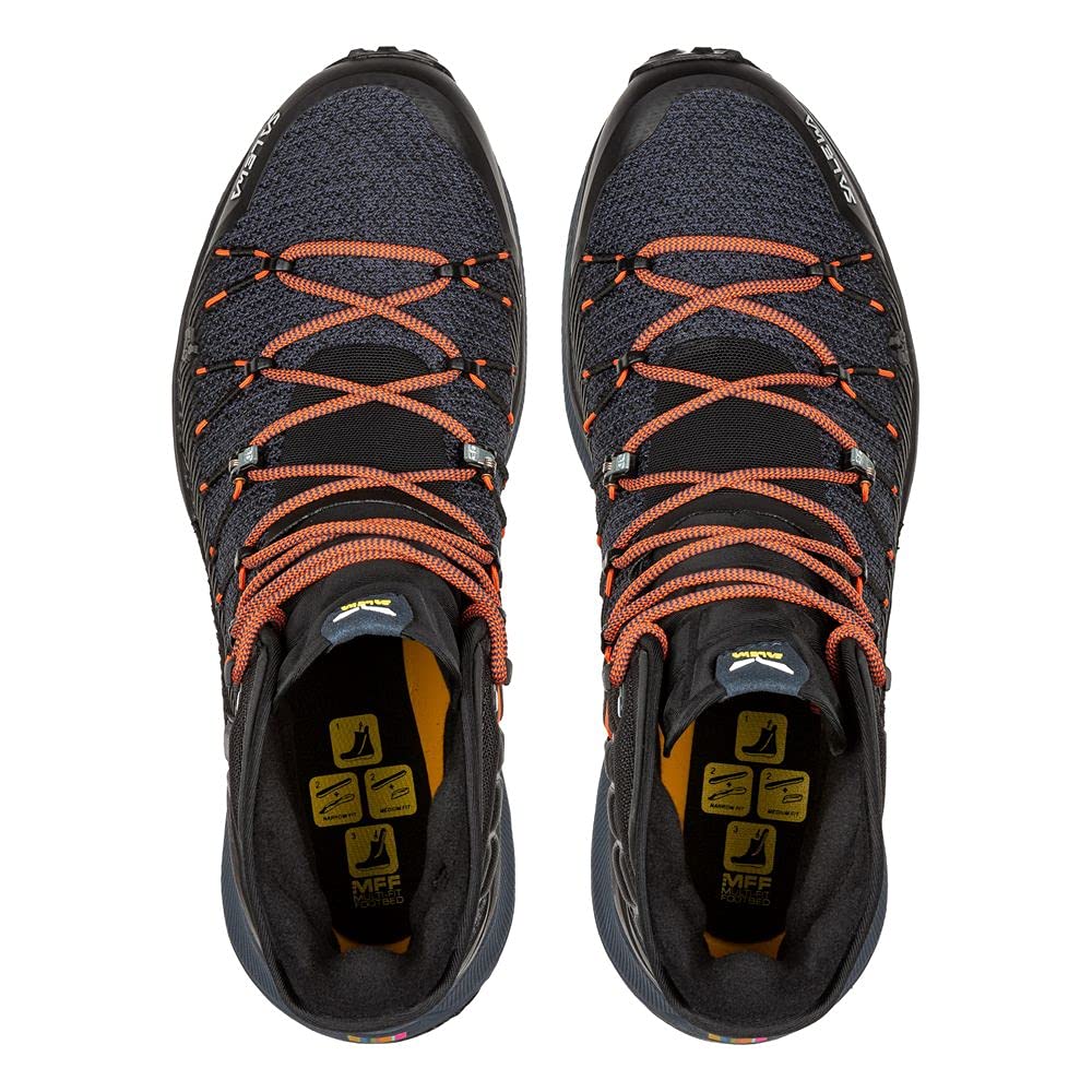 Salewa Men's Dropline Shock-Absorbent Trail Running Hiking Mid-Cut Shoe Road, Black/OmbreBlue, 12