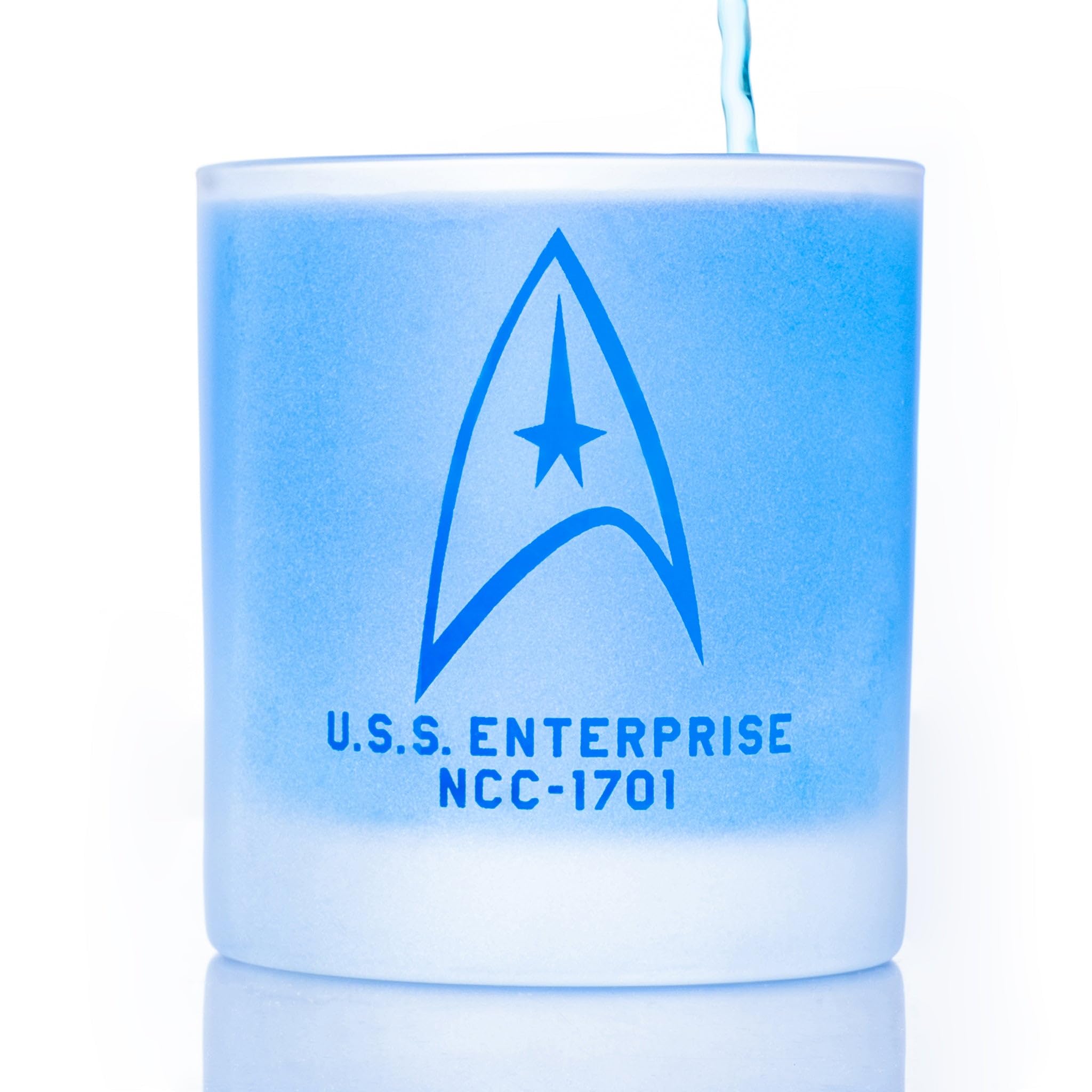 STAR TREK The Original Series Command Badge Etched Rocks Whiskey Glass - Officially Licensed, Premium Quality, Handcrafted Glassware, 11oz - Perfect Collectible Gift for Series Lovers & Special Events