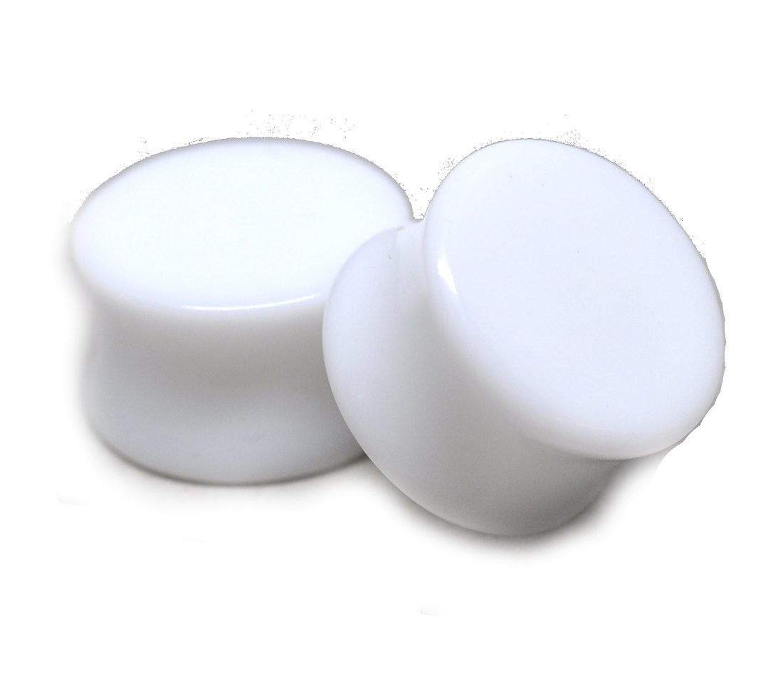 Mystic Metals Body Jewelry White Acrylic Plugs - 9/16 Inch - 14mm - Sold As a Pair