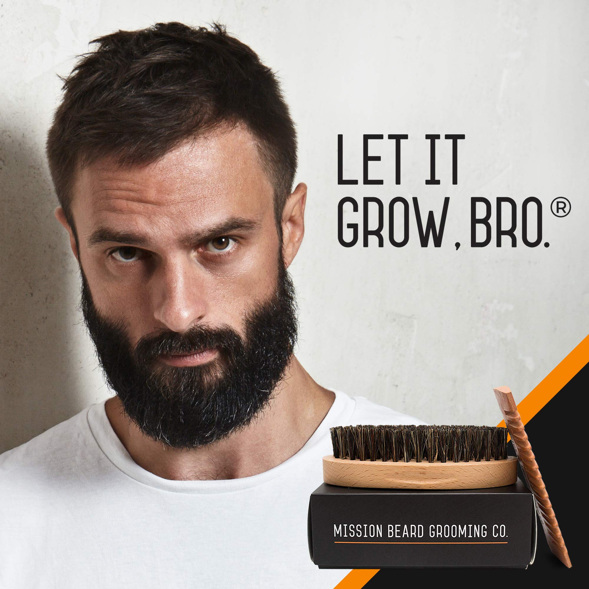 MISSION BEARD GROOMING CO. 100% Boar Bristle Beard Brush & Comb Set - Exfoliates Skin, Tames The Wildest Beards & Promotes Beard Growth