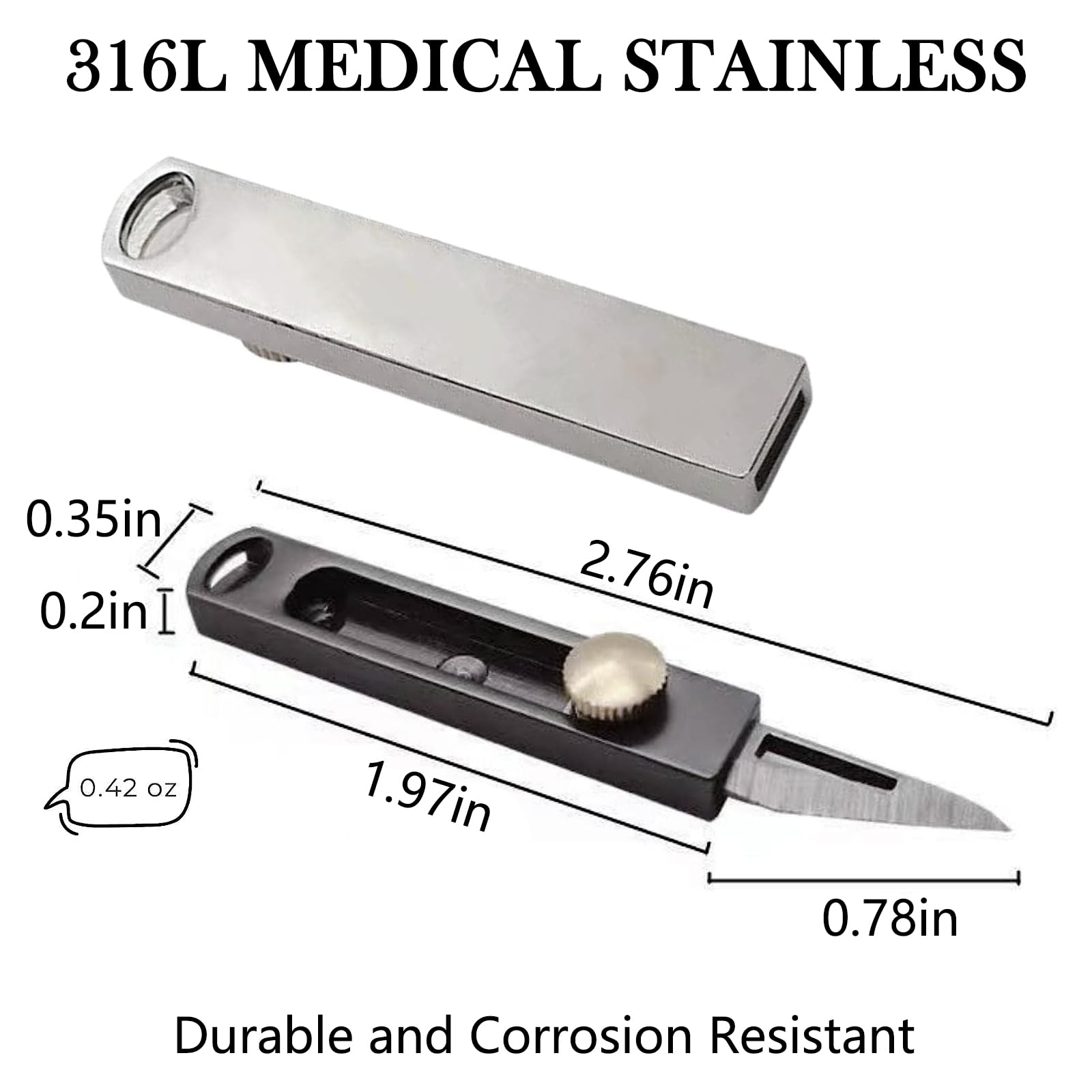 Mini Utility Knife Box Cutter,Titanium Mini Pocket Knife Telescopic Folding Knives,Used for Opening letters,Packages and Boxes(2-Pack) (2)
