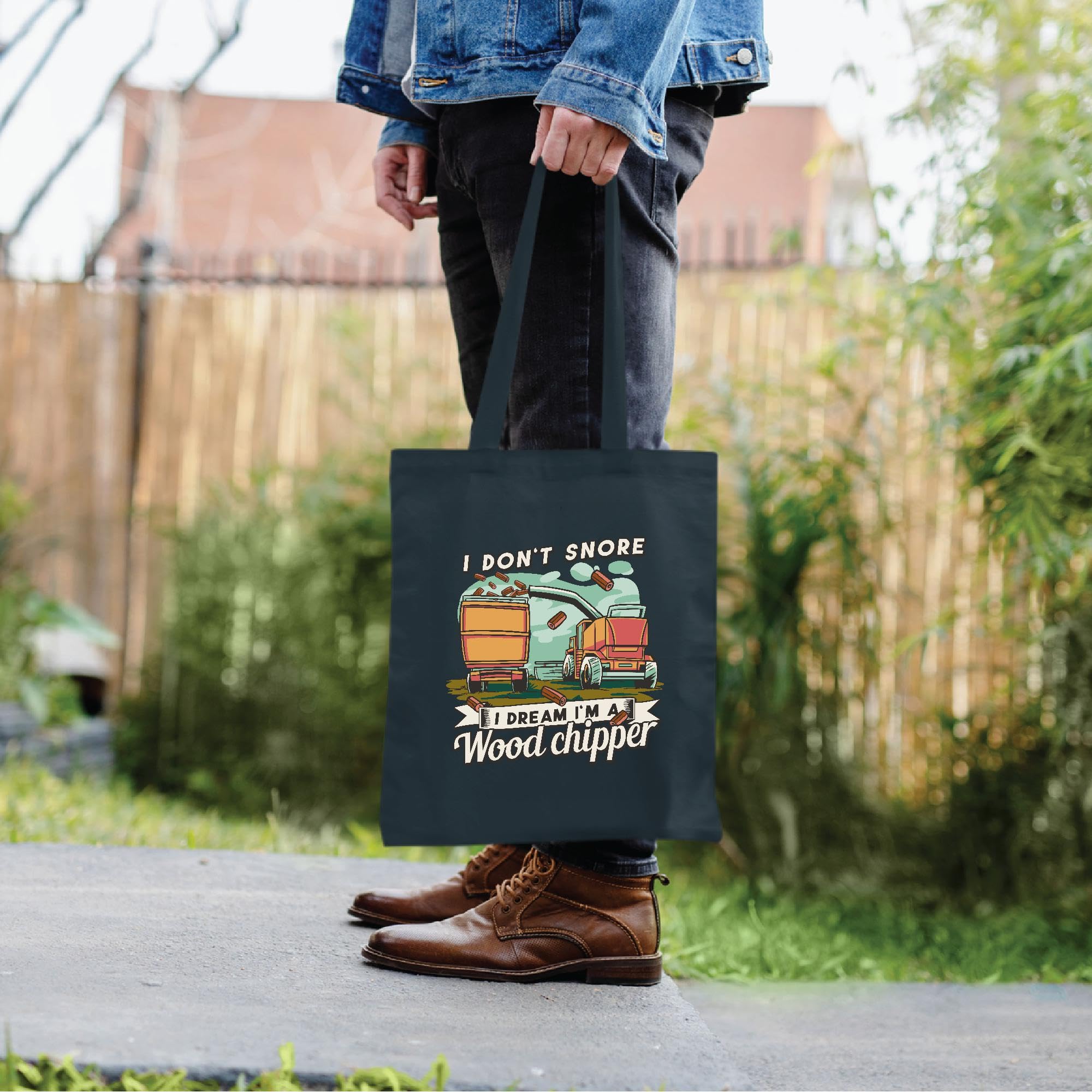Men Wood Chipper Inspired Gift The perfect gift for DIY enthusiasts and tools lovers Navy Black Multicolor Canvas Tote Bag
