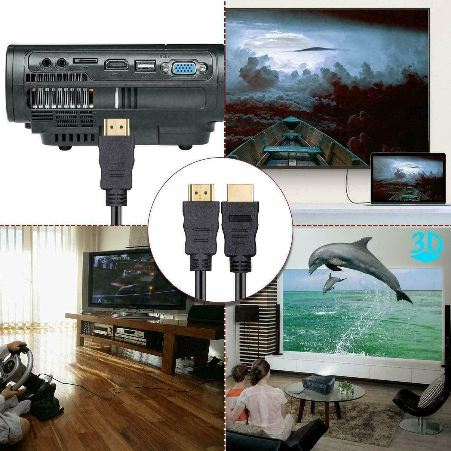 RUBELLA HDMI to Cable for Home Office (4K@60Hz), uni Cable, Thunderbolt 3 Compatible with MacBook Pro 2021/2020, Air,iPad 2021, Surface Book 2, Galaxy S20 and (3FT), Black