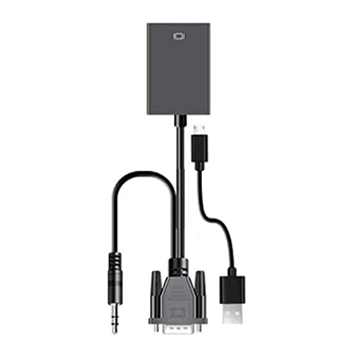 VINGVO VGA to HD Multimedia Interface Converter, 3.5mm Sound Cable USB Power Supply VGA Adapter 1080p for Laptop for TV