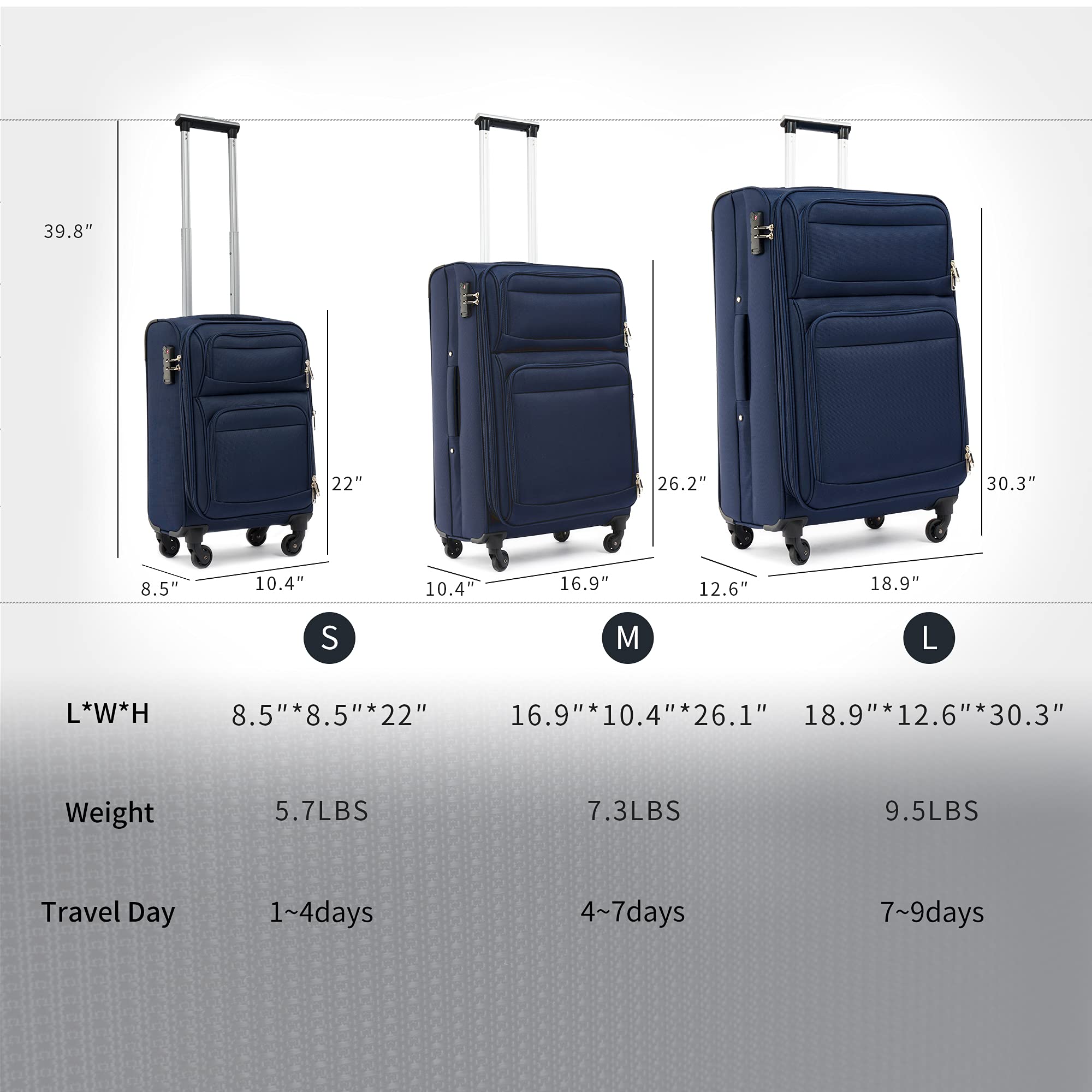 Merax Luggage Set 3 Piece, TSA Lock Expandable Spinner Wheel Softside Luggage, 3 Piece Set Suitcase (Brown)