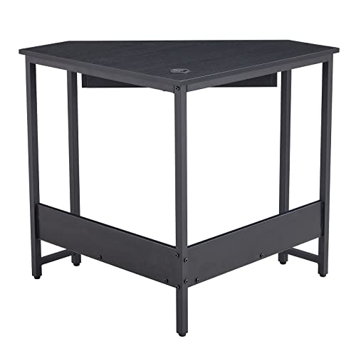 Middai Wooden Study Table, Home Corner Table Space Saving, Computer Desk with Keyboard Tray and Base Shelf, 28.3" D X 28.3" W X 30.1" H Easy Assembly(Color:Black)