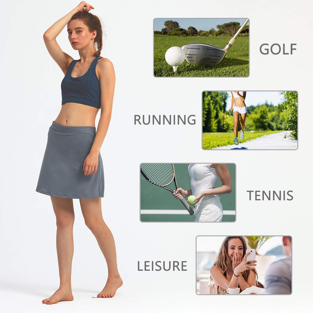 PCGAGA Pleated Tennis Skirt for Women Women's High Waisted Golf Skirt with Inner Shorts Pockets Golf Skirts Grey
