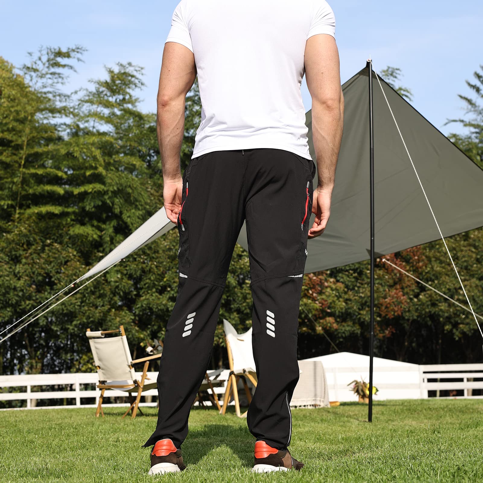 Mens Cycling Bike Pants Quick-Dry Waterproof for Outdoor Mountain Running Hiking Black Large