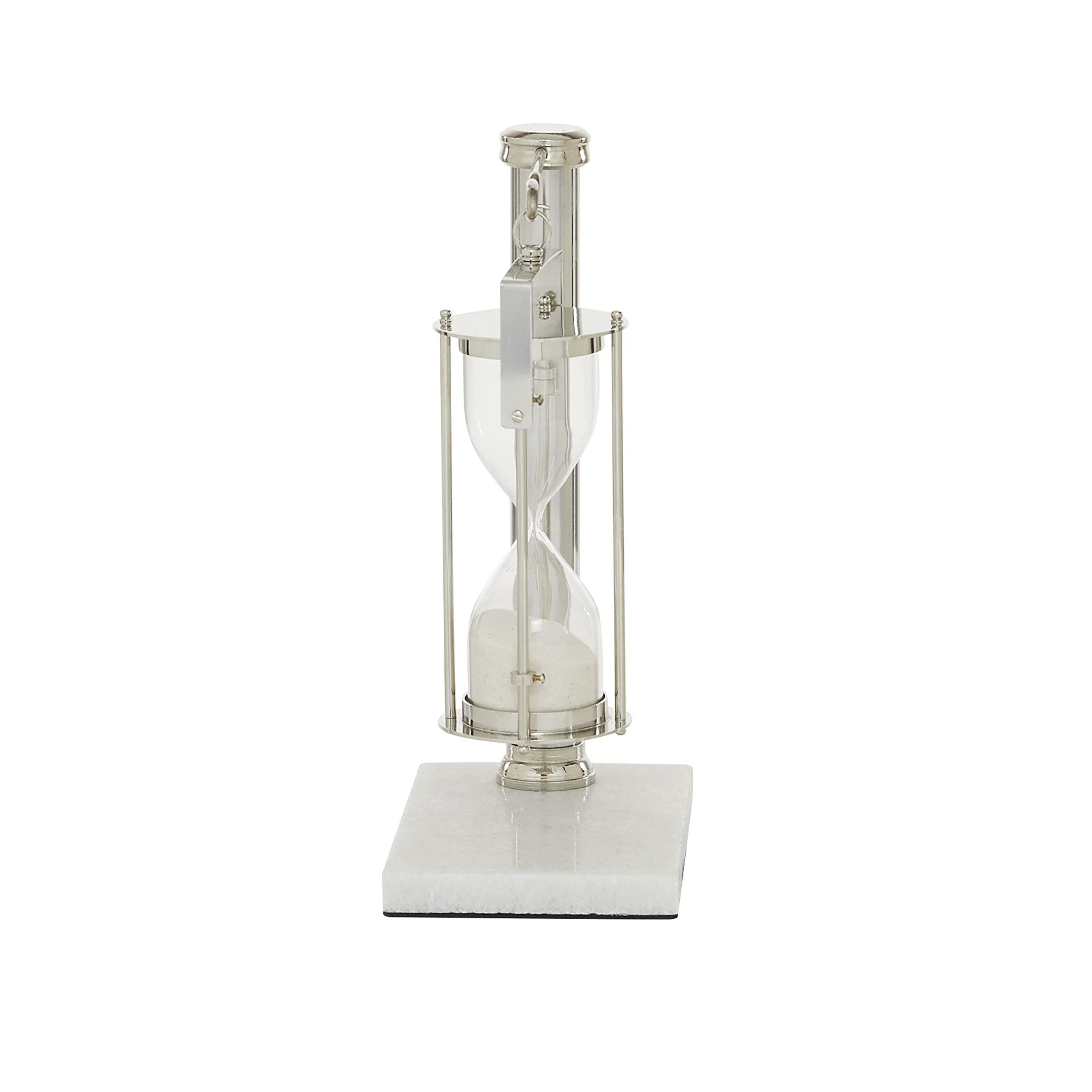 The Novogratz Brass Hourglass Sand Timer, 7" x 4" x 10", Silver