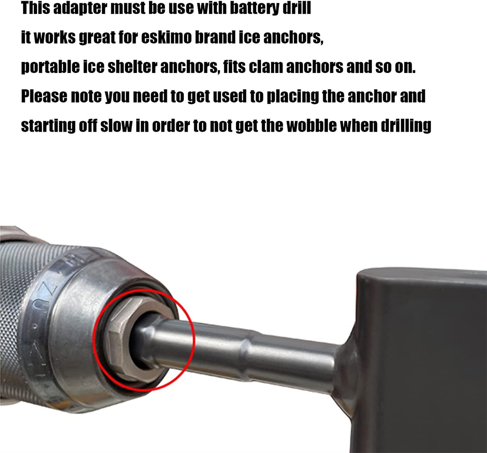 wxxjn Ice Anchor Drill Adapter, Quickly Screw Nails into Ice Fishing Tent Ice Shed Accessories Shed Pegs Tent Holder Accessories