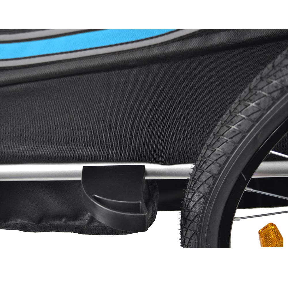 Veelar Bike Trailer & Stroller 2 in 1 Double Seat for Toddlers, Kids, Child Bicycle Carrier Jogger (Green/Black)