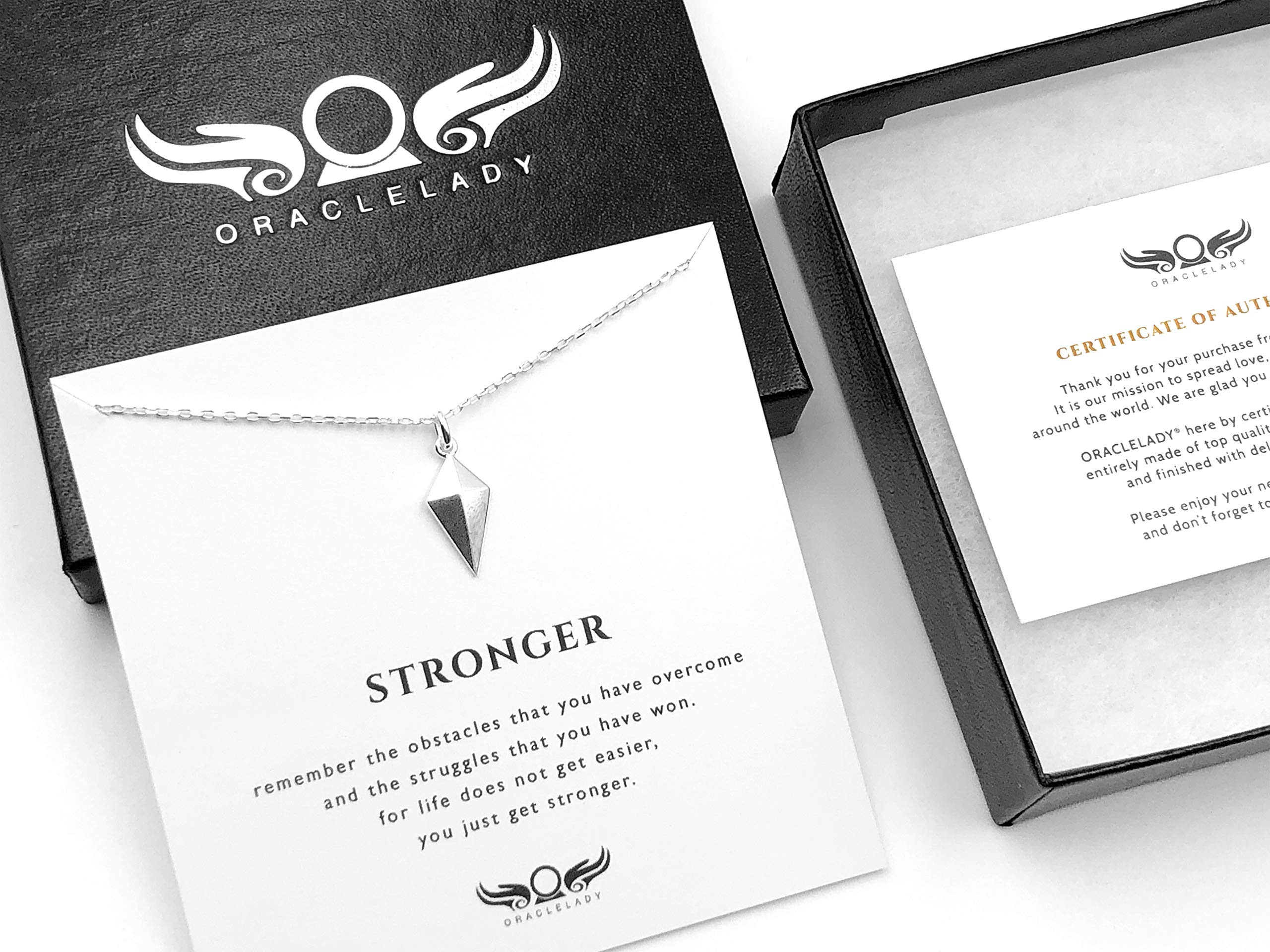 ORACLELADY Diamond Spike Sterling Silver Necklace - Inspirational Jewelry Gift for Women Birthday Dainty Simple Minimalist