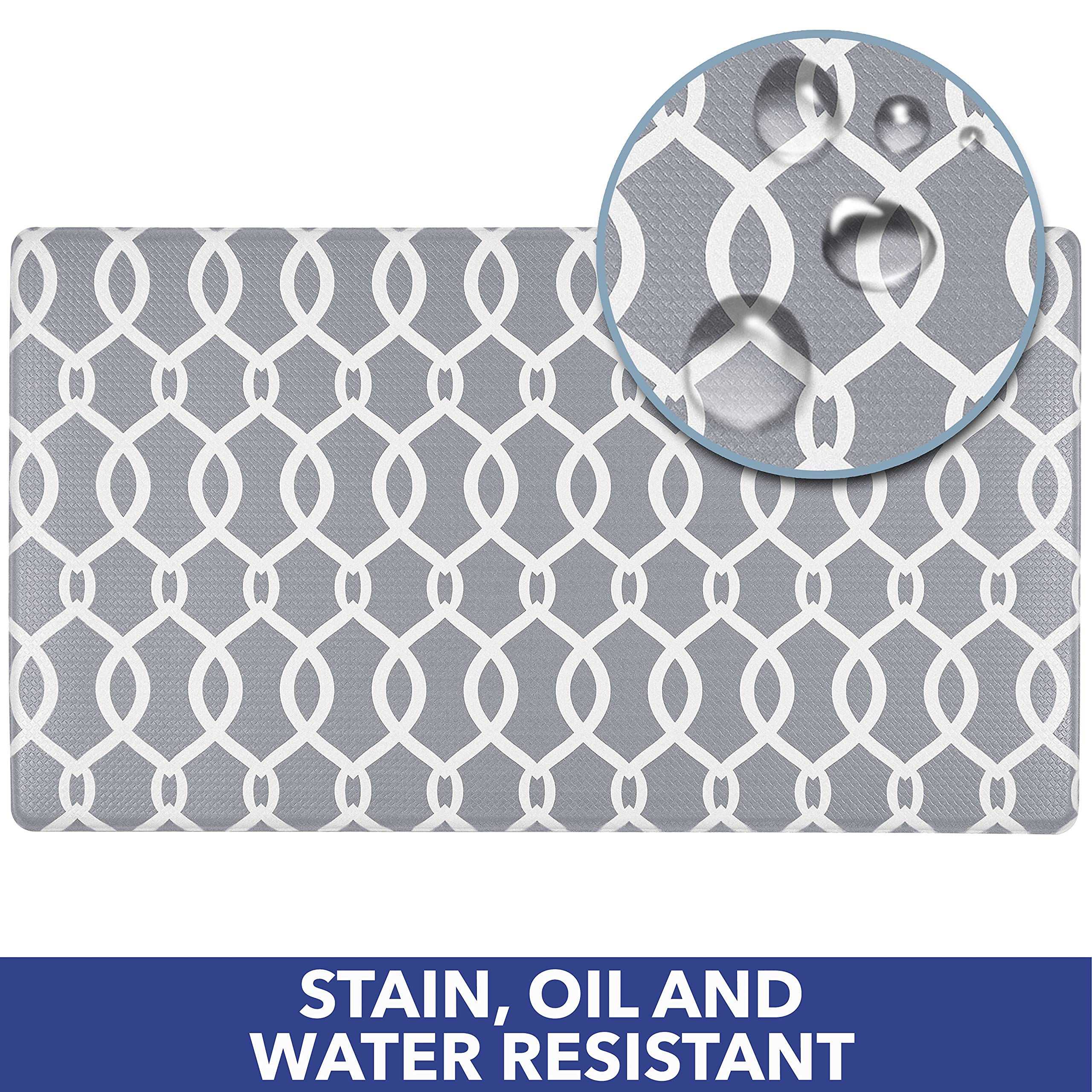 SoHome Cozy Living Kochi Antifatigue Kitchen Mat 20"x36", Snake Skin/Grey