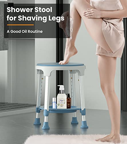 Realunisence Shower Chair for Inside Shower Swivel Shower Stools 300lb Adjustable Bathtub Chair Tool-Free Assembly Tub Seat Bench with Storage Tray for Seniors Elderly Handicap Disabled Blue