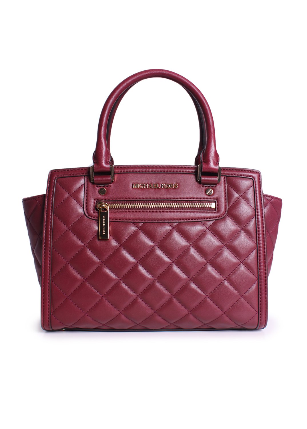 Michael Kors Selma Zip Quilt medium Satchel Claret Leather