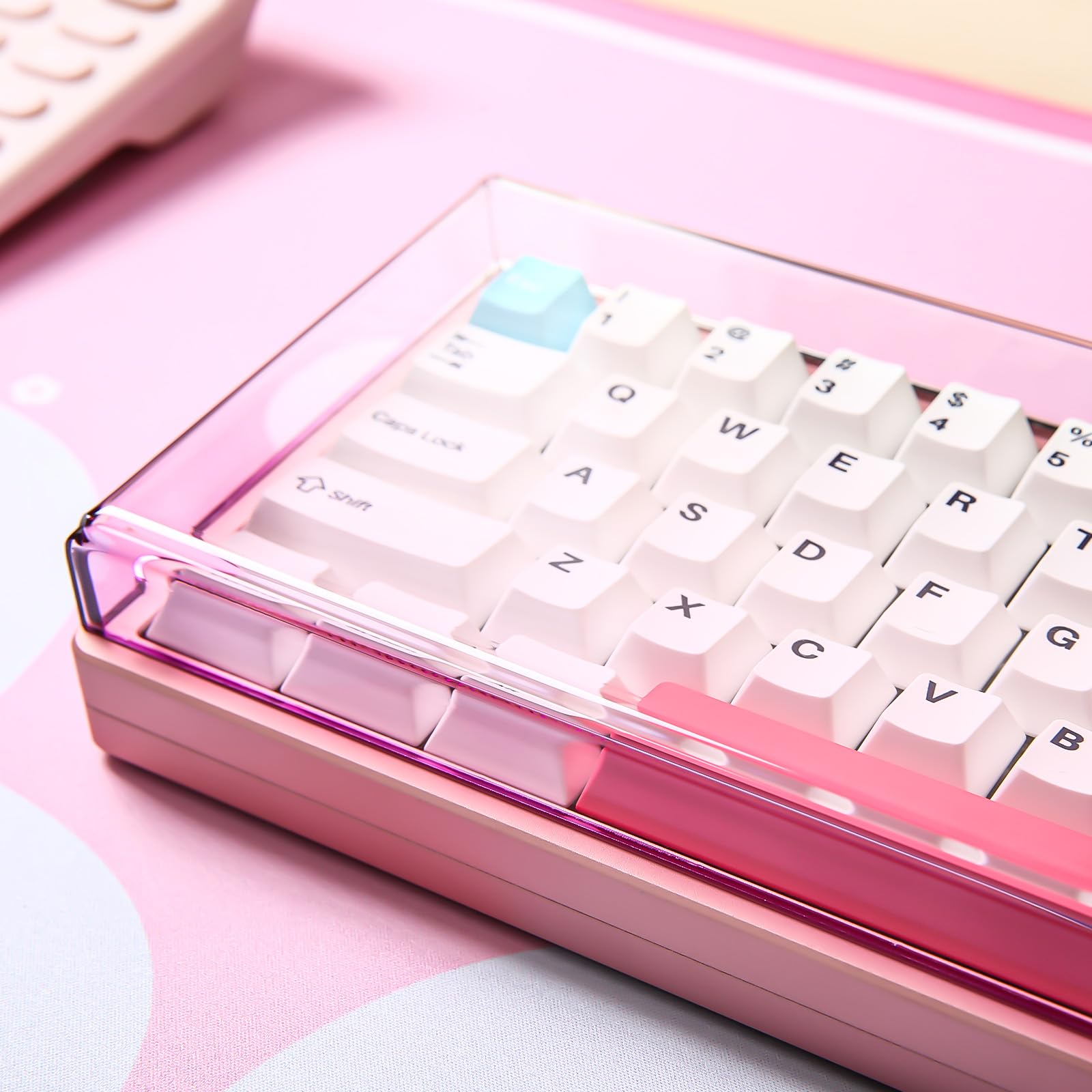 YUNZII Gradient Clear Acrylic Keyboard Cover Protector with Dustproof Waterproof Anti-hit Anti-cat Protective Case for 65%,75% Layout, 84 Key 98 Key Mechanical Keyboard (68-Key Size,Purple)