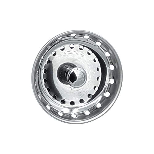 Replacement Kitchen Sink Stainless Steel Basket Strainer with Prong and Rubber Stopper, Universal Fit, 3-1/2 Inch Chrome