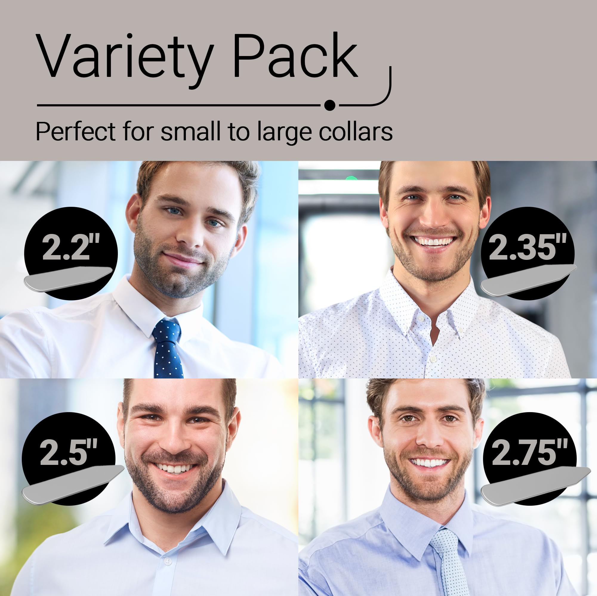 Moulet 56 Collar Stays for Men's Dress Shirts - Premium, 4 Sizes - Metal Collar Stays (Stainless Steel)