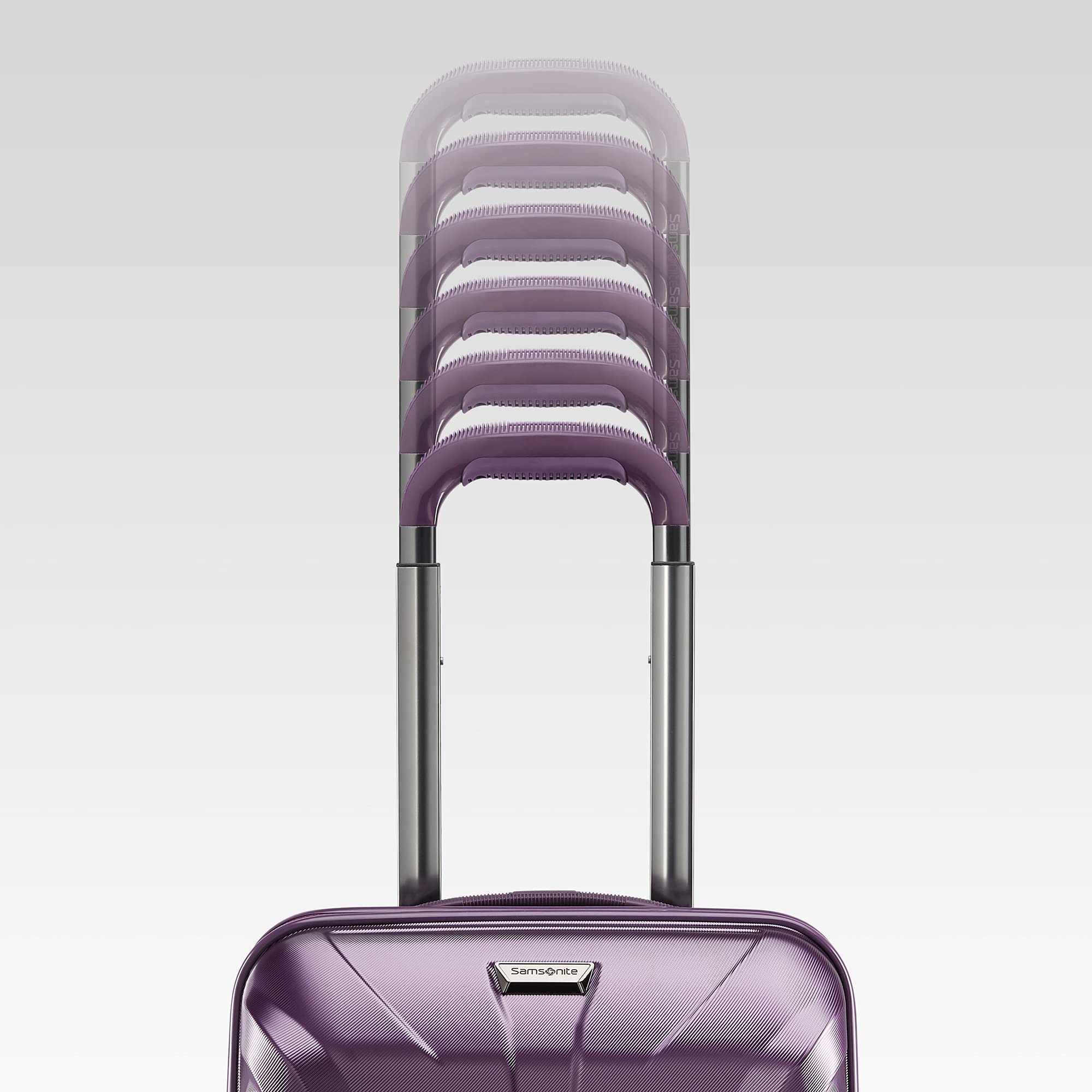 Samsonite Xcalibur XBT Spinner Hard Side Wheeled Carry On Travel Suitcase with USB Charging Port, Packing Cubes, and Adjustable Handle, Purple