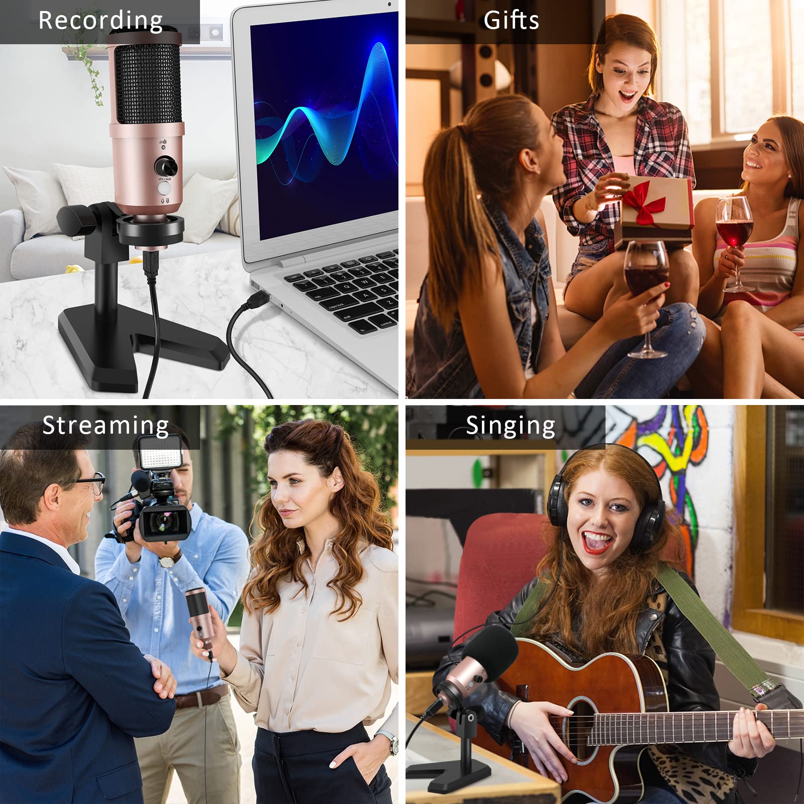 Venoro USB Microphone,Plug & Play Podcast Microphone,Condenser Recording PC Microphone,Noise Cancelling Gaming Mic for Streaming Broadcast,Studio Vocals,YouTube,Compatible for Computer and Laptop