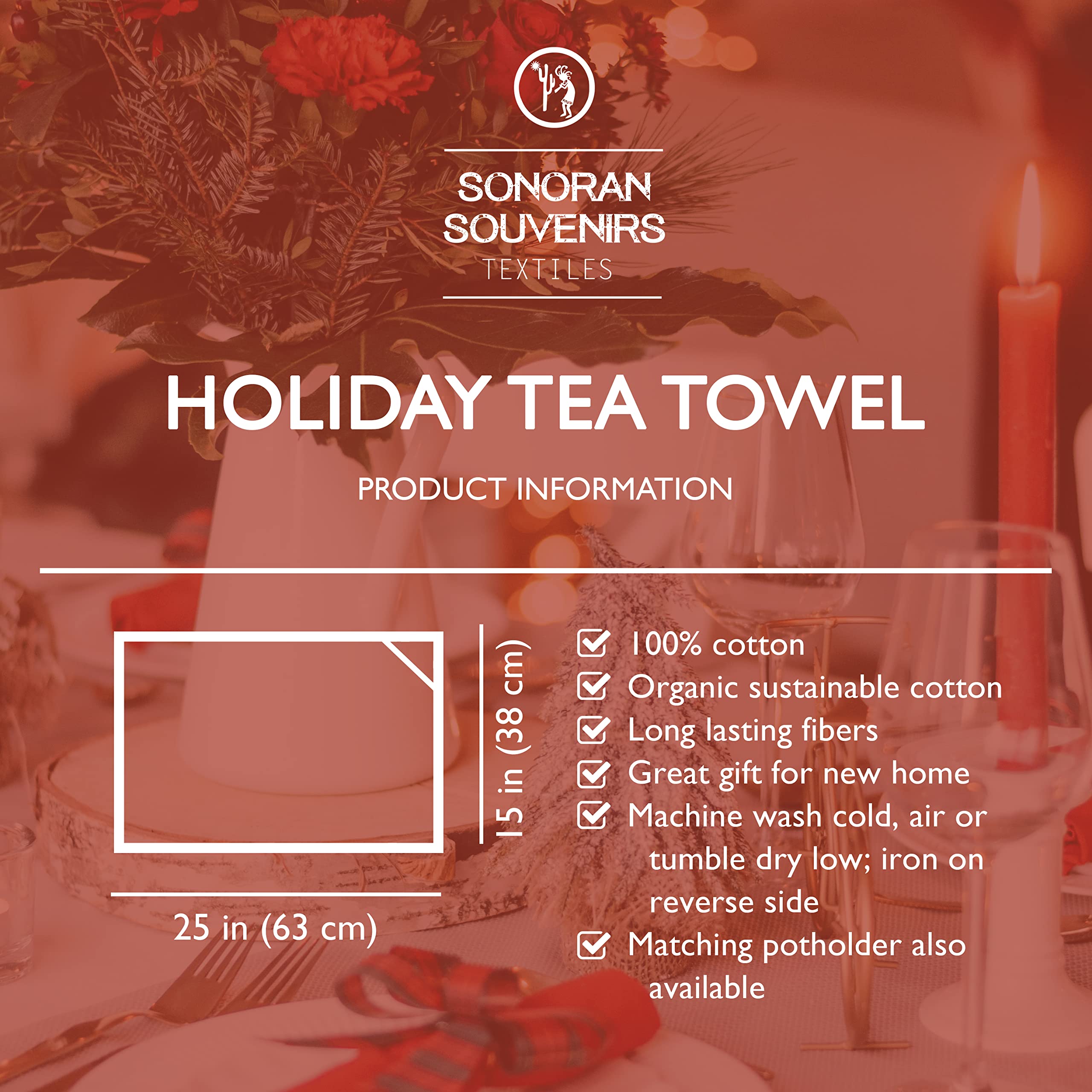 Sonoran Souvenirs Gnome Cooking Christmas Gnome Couple Novelty Tea Towel (15" W × 25" H) 100% Cotton Absorbent Dishtowels for Holiday Kitchen Decor