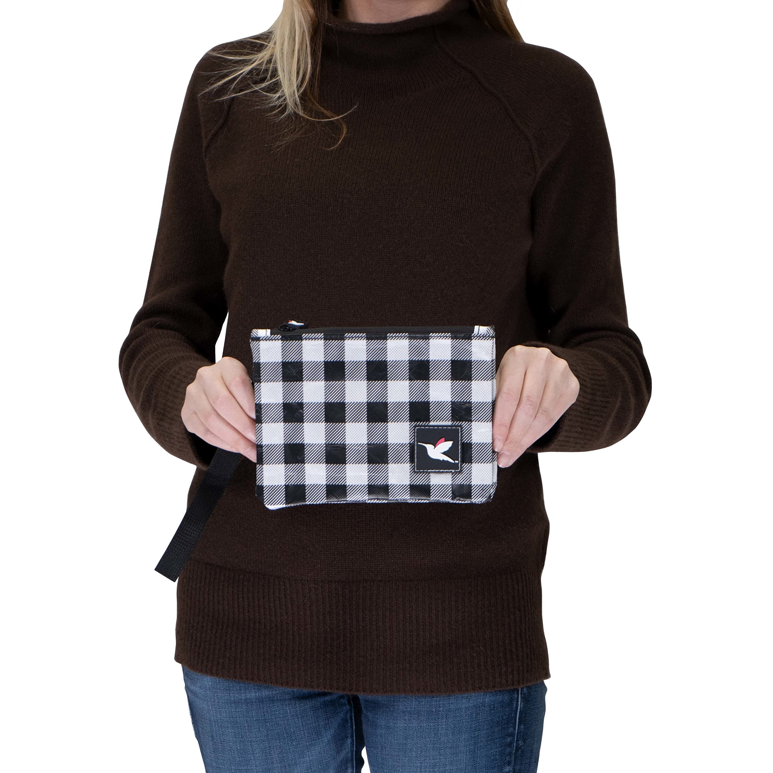 Stola On The Town Pouch – Multi-Functional Clutch Bag or Wristlet – Water Resistant, Wipeable On the Go Bag with Removable Strap – Ideal for Concerts or Nights Out, Gingham Check