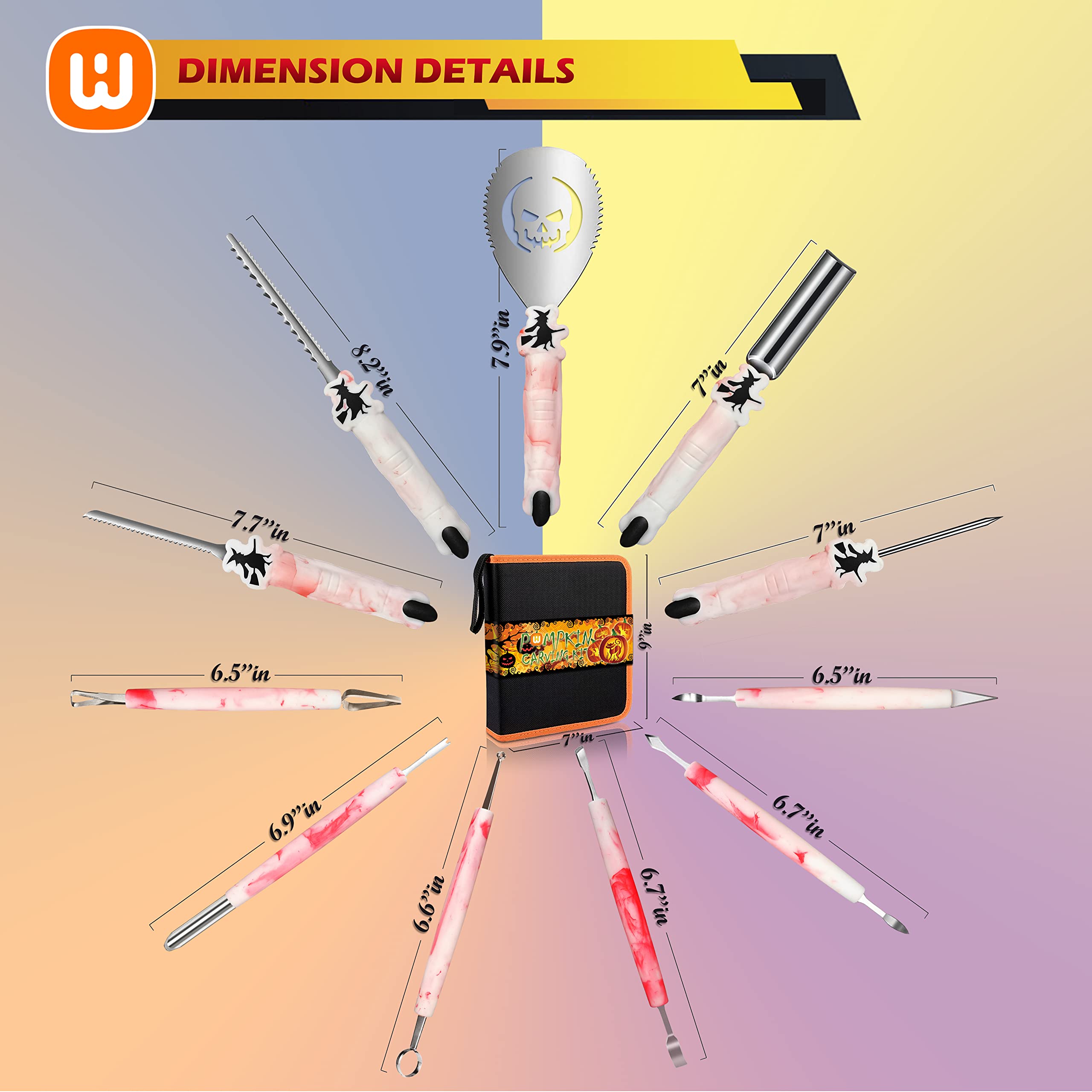 Pumpkin Carving Kit with Stencils Ebook & Carrying Case, 22 PCs Heavy Duty Stainless Steel Knife Professional Sculpting Tool Set for Kid Adult