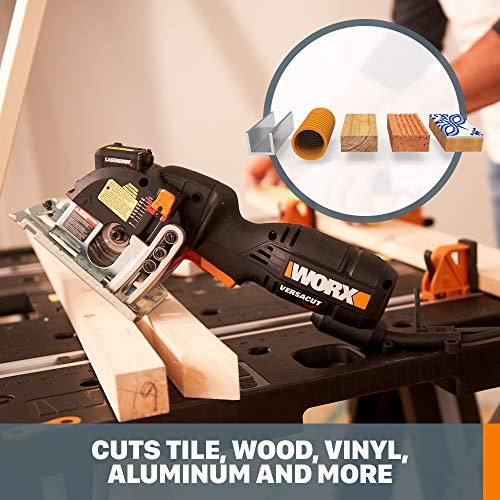 Worx WX420L 3 Amp Versacut 3-3/8" Electric Compact Circular Saw with Laser Guide Technology