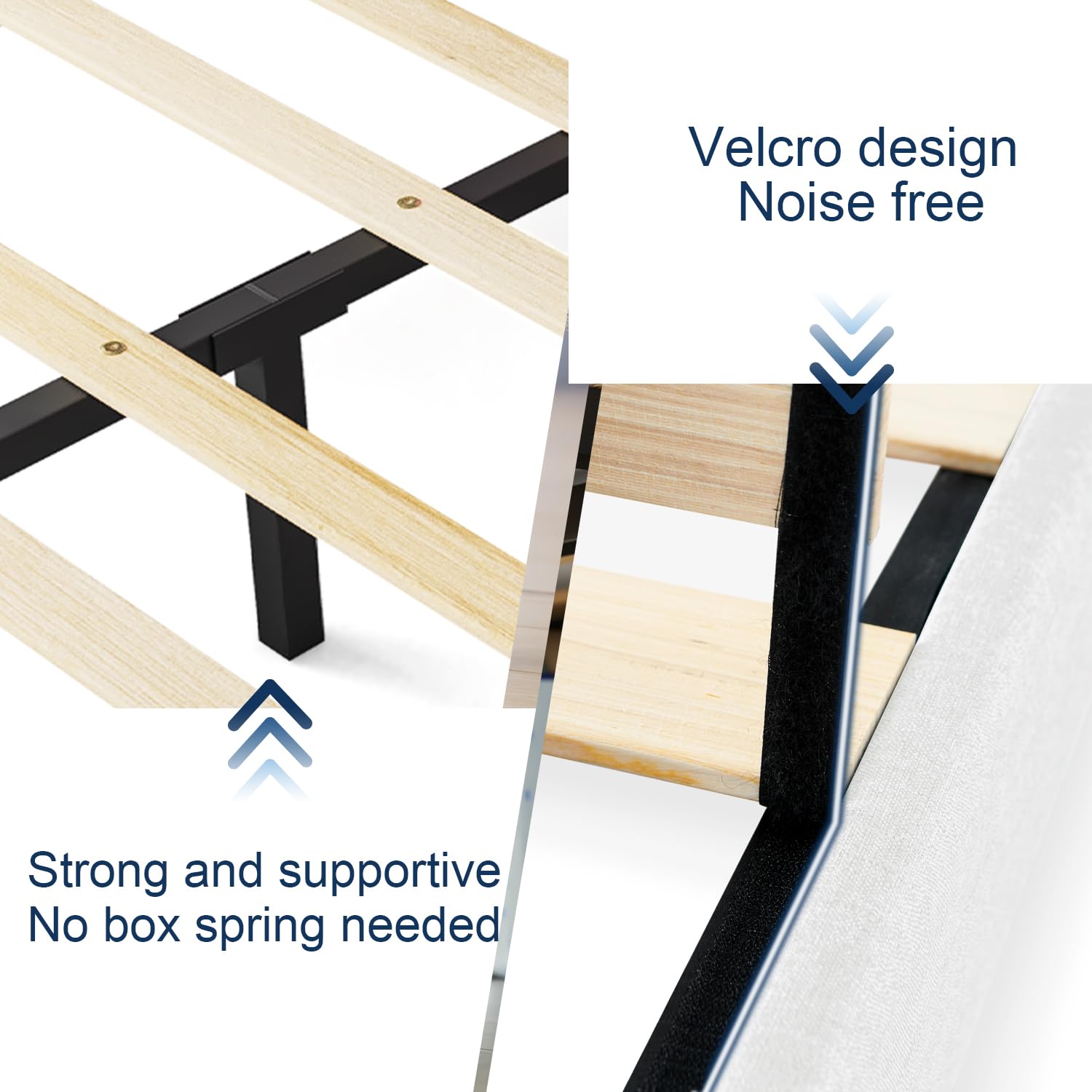 Molblly Queen Size Bed Frame with Upholstered Headboard, Strong Frame, and Wooden Slats Support, Non-Slip and Noise-Free, No Box Spring Needed, Easy Assembly, Off White