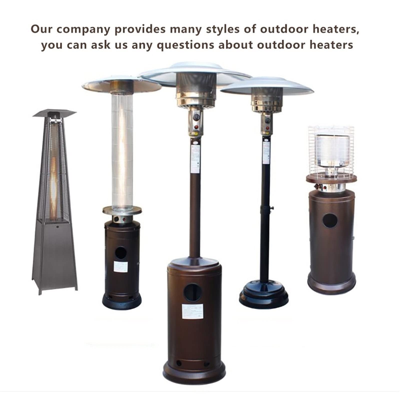 VQQ Natural Gas Patio Heater, Adjustable Height, Between (55-78in),Includes 12-Foot-Long Natural Gas Hose,Passed CE, CSA Certification, Quality is Guaranteed (Color : Brown)
