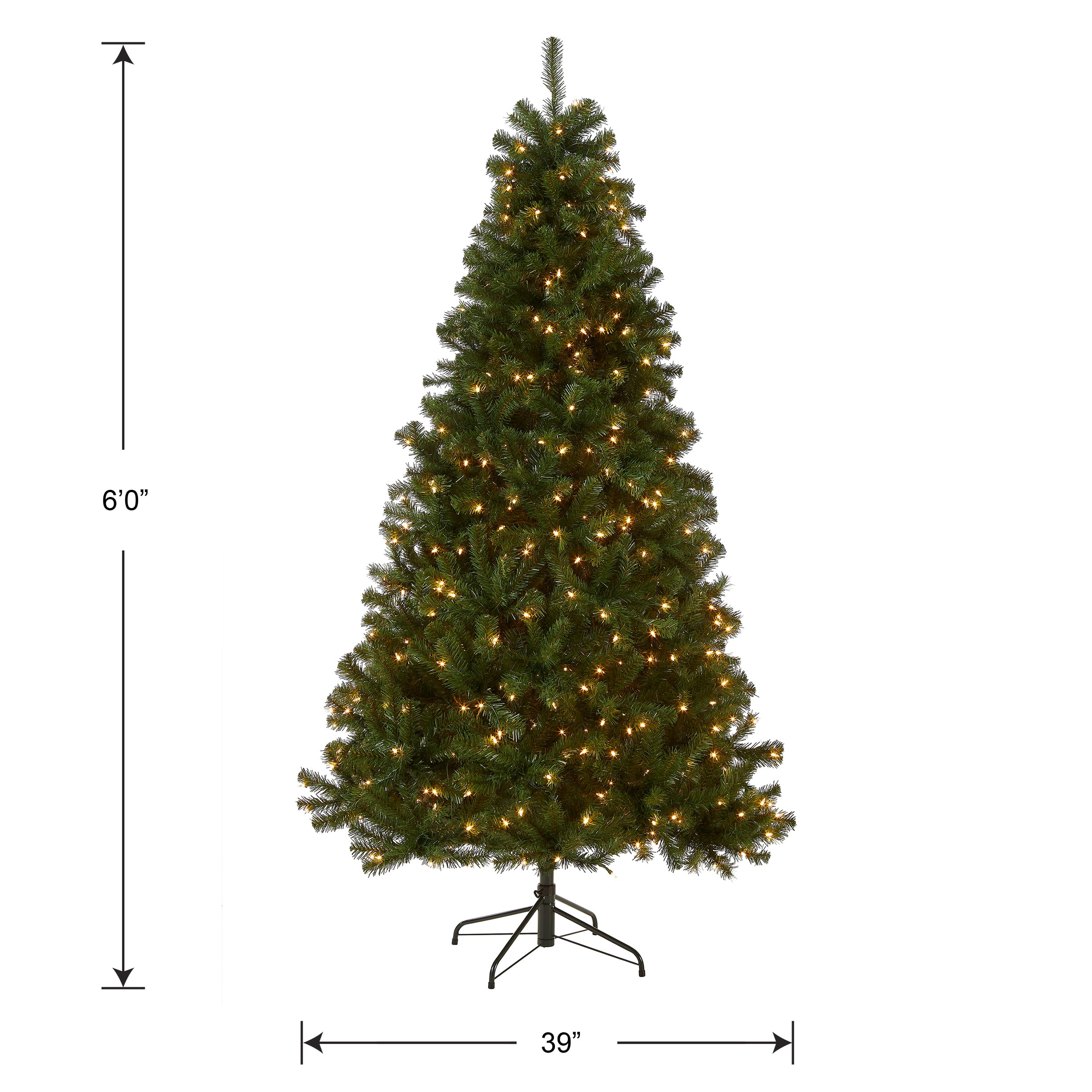 National Tree Company Pre-Lit Artificial Full Christmas Tree, Green, North Valley Spruce, White Lights, Includes Stand, 6 Feet