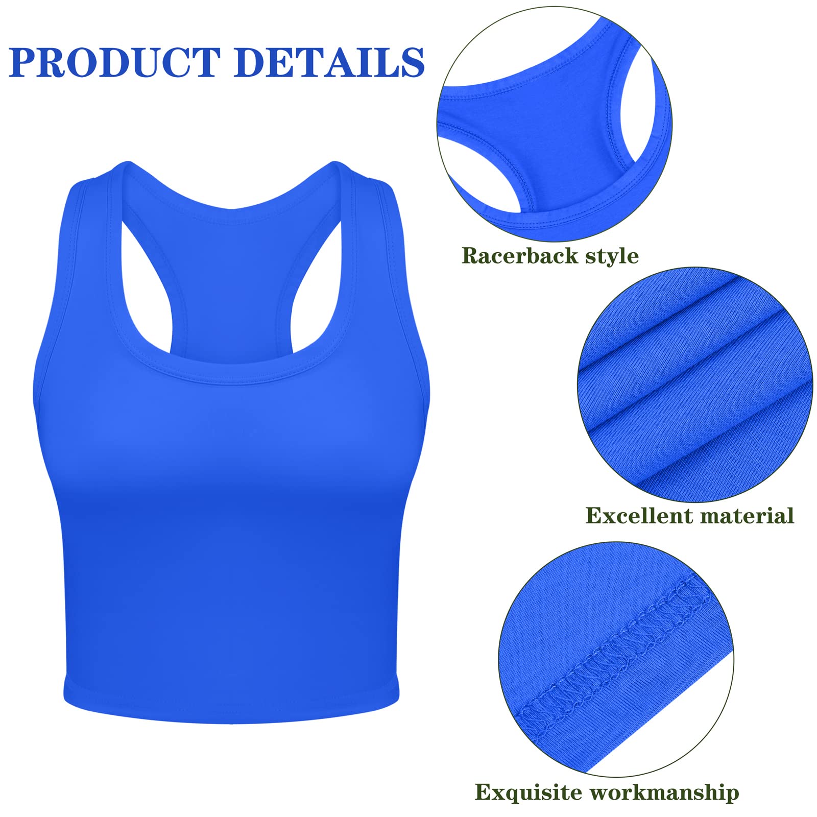 URATOT 6 Pieces Basic Crop Tank Tops Sleeveless Athletic Sport Top Workout Cotton Top Yoga Running Top for Women