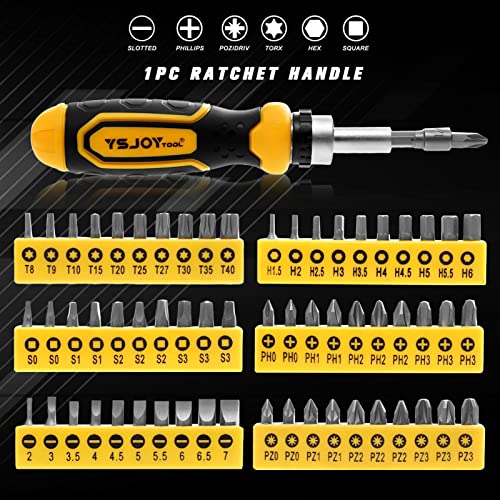 YSJOYTOOL 131-Piece Magnetic Screwdriver Set with Plastic Ranking, Includes Precision screwdriver and Pick & Hook, Ratchet Driver and Hex key, DIY Tools for Men Tools Gift