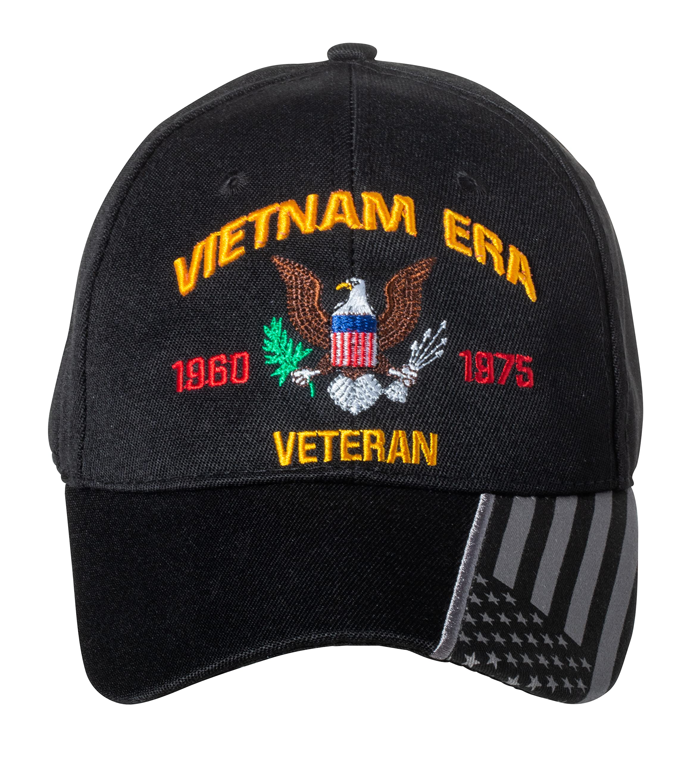 United States Military Vietnam Era Veteran 1960-1975 Embroidered Adjustable Baseball Cap Black