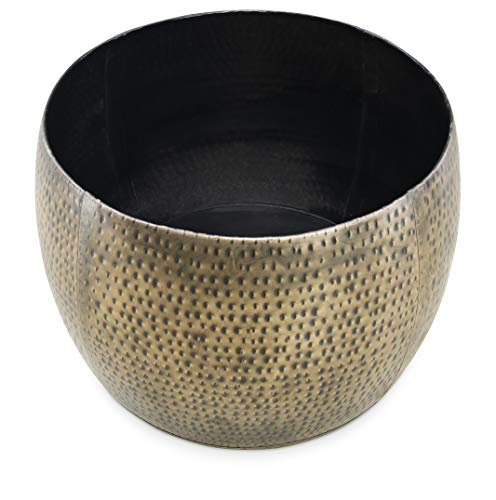 Powell Hammered Gold Drum with Natural Wood Lift Top for Storage Janice Table
