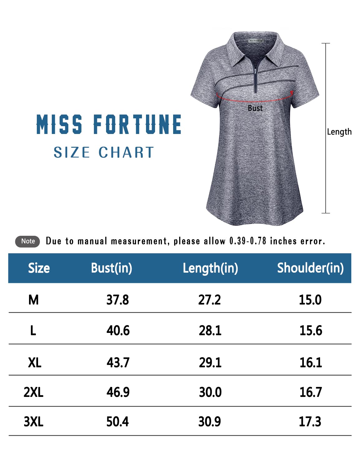 MISS FORTUNE Yoga Clothes for Women, Soft Moisture Wicking Golf Polo Shirts