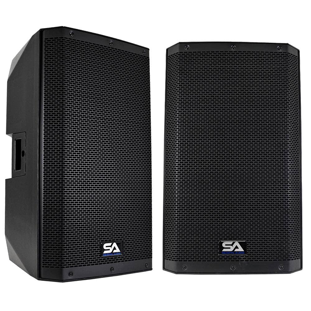 Seismic Audio Speakers Riot-12, Pair of Premium PA/DJ 2-Way Active PA/DJ Speakers, 12β, Bluetooth, DSP, Built in Mixer & Class D Amplifier