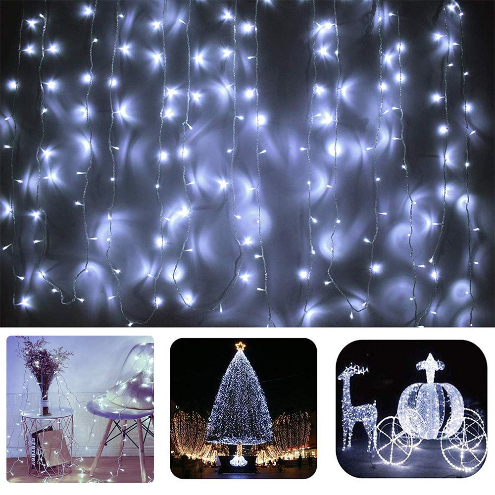 MYGOTO 98FT 200 LEDs String Lights Waterproof Fairy Lights 8 Modes with Memory 30V UL Certified Power Supply for Home, Garden, Wedding, Party, Christmas Decoration Indoor Outdoor (Cool White)