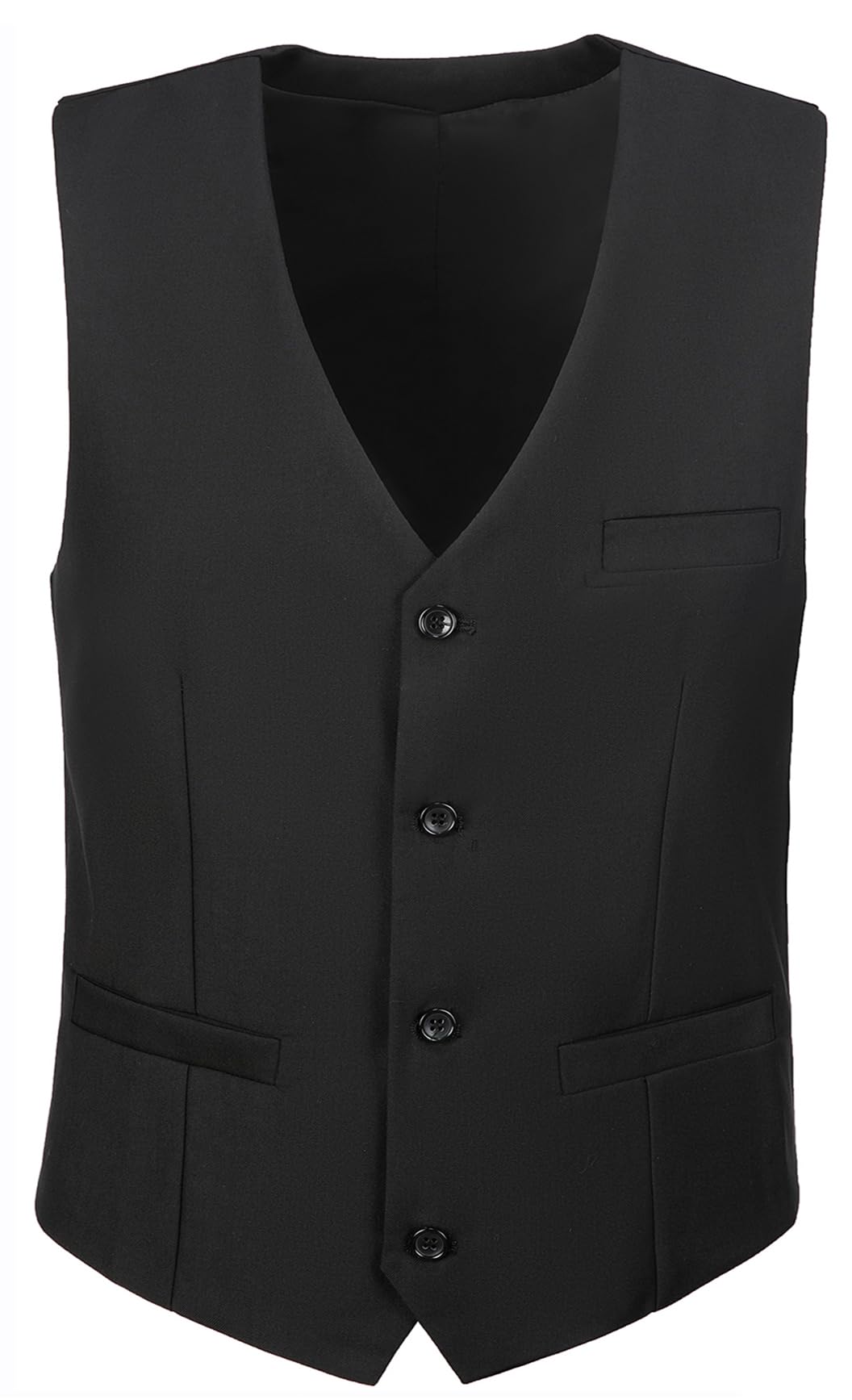 Mens 3 Piece Suit Set,Slim Fit Suits for Men,Solid Jacket,Vest,Pants Tuxedo Black M