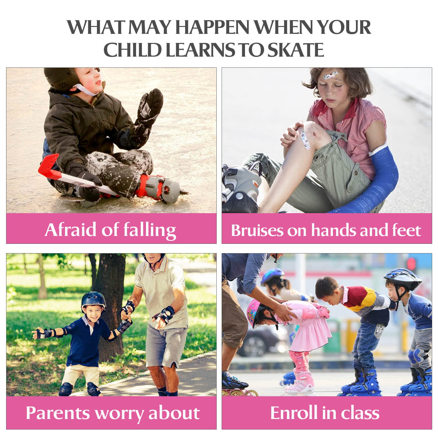 Skate Trainer - Roller Skater Aids to Learn Skating Independently, Skating Protective Gear for Boys and Girls to Avoid Falls & Injuries, with Thickened Steel Pipe and Universal Wheel, Bright Color